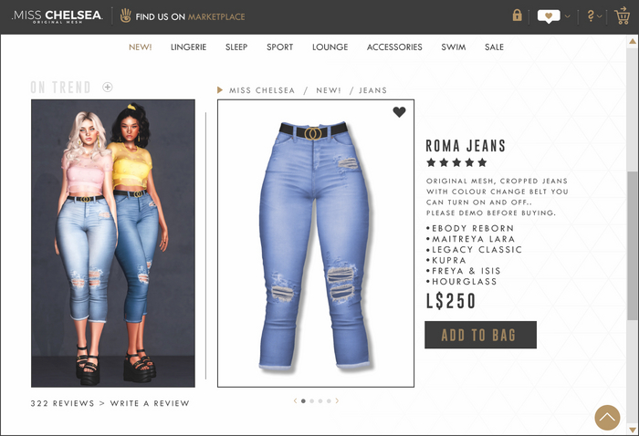 Second Life Marketplace - .miss chelsea. Roma Jeans American