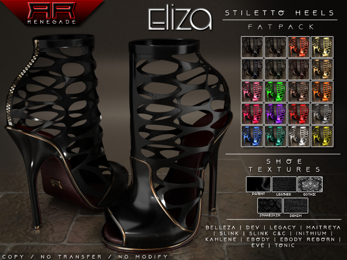 Second Life Marketplace [renegade] Eliza Stiletto Heels Fatpack