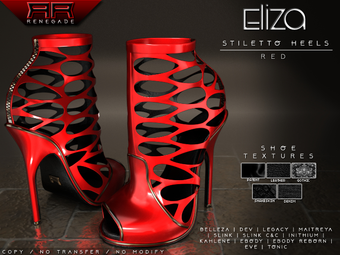 Second Life Marketplace - [Renegade] Eliza Stiletto Heels - Red