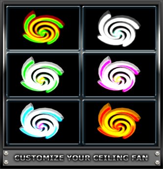 Second Life Marketplace - Fan - Pinwheel Ceiling Fan - cyber decor neon ...