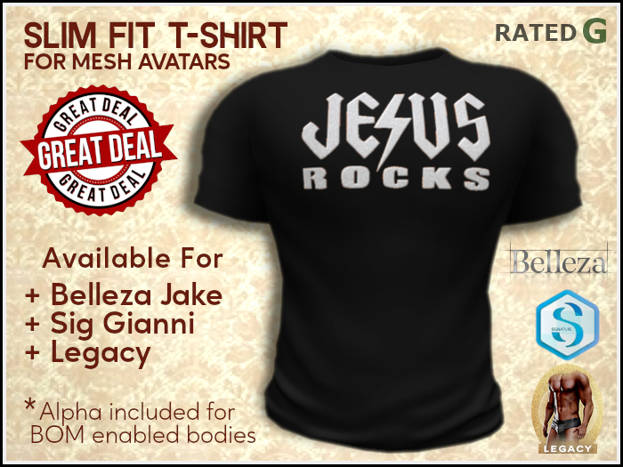 Second Life Marketplace - Jesus Rocks T Shirt