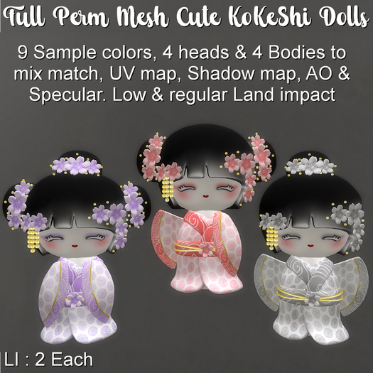 Second Life Marketplace - * Full Perm Mesh * Cute KoKeShi Dolls