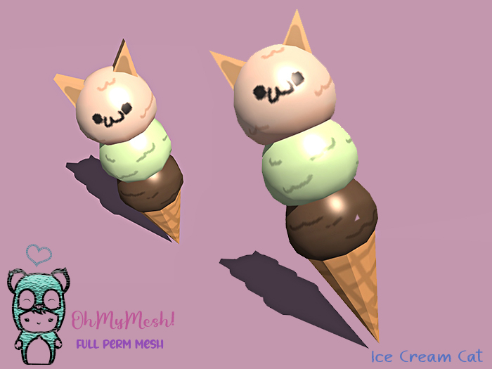 Second Life Marketplace - OhMyMesh! Ice Cream Cat - Full Perm Mesh