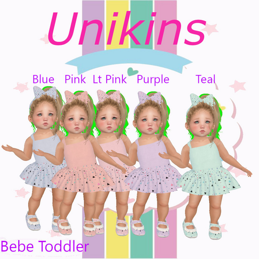 Second Life Marketplace - Unikins Piper Blue Dress (Bebe Toddler)