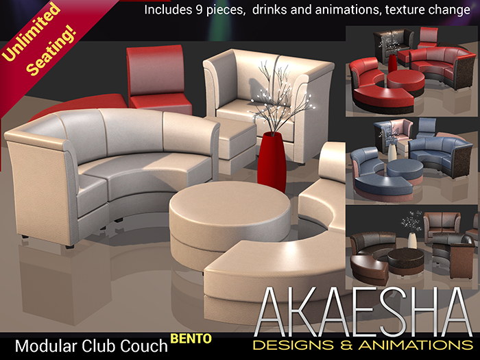 Second Life Marketplace - Modular Club Couch Set - Unlimited Seating ...