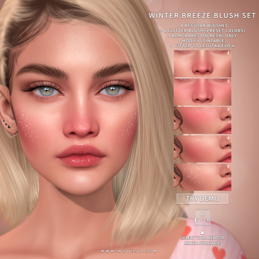 Second Life Marketplace - Nuve. Winter breeze blush set - Lelutka Evo X