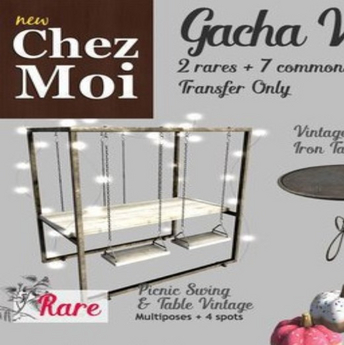 Second Life Marketplace - Picnic Swing & Table Vintage * CHEZ MOI RARE