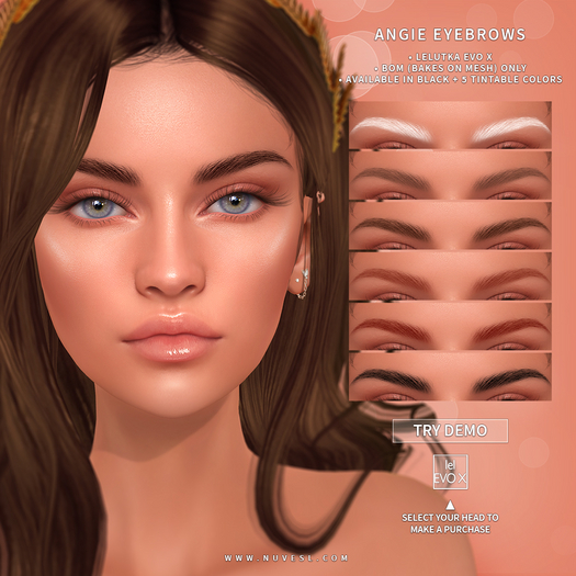 Second Life Marketplace - Nuve. Angie eyebrows - Lelutka Evo X DEMO