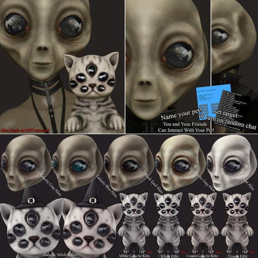 Second Life Marketplace - *[BB] The Greys Alien Kitty White Male RARE