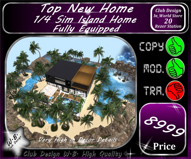 Second Life Marketplace - * Top New * Beach Home Island * Fully Equipped