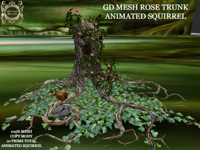 Second Life Marketplace - GD MESH ROSE TRUNK ANIMATED SQUIRREL
