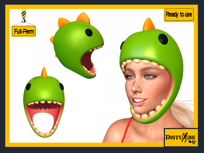 Second Life Marketplace - ::DisturbeD:: Kawaii Cute Dinosaur Hat - FULL ...