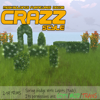 Second Life Marketplace - :::CR'S::: - Spring Hedge With Lights (Pack ...