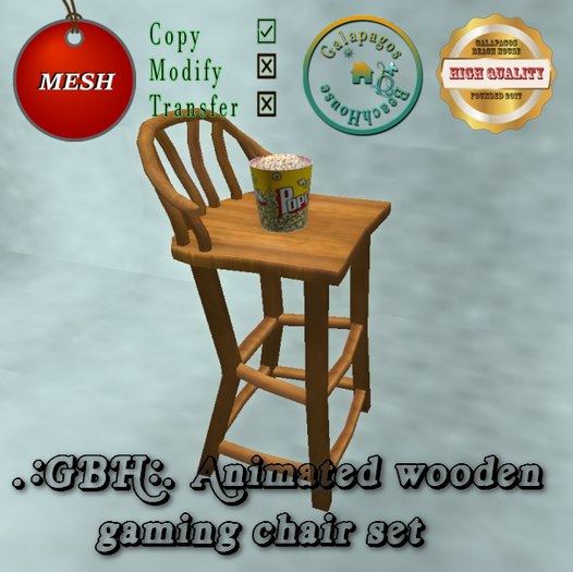 Second Life Marketplace - .:GBH:. Animated wooden gaming chair set