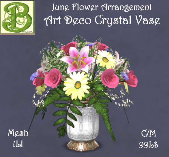 Second Life Marketplace - Art Deco Crystal June Flower Arrangement, 1LI