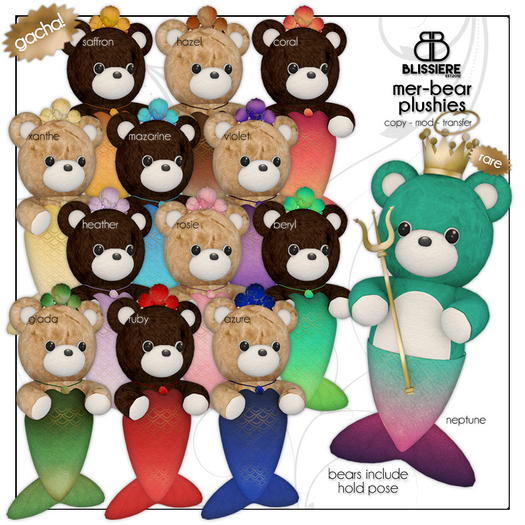 Second Life Marketplace - [blissiere] mer-bear plushies