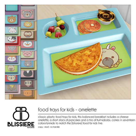 Second Life Marketplace - [blissiere] food trays for kids - omelette