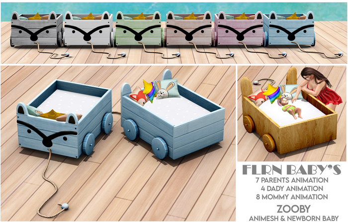 Second Life Marketplace - FLRN BABY'S - Fox Pull Carts Bed_Set II