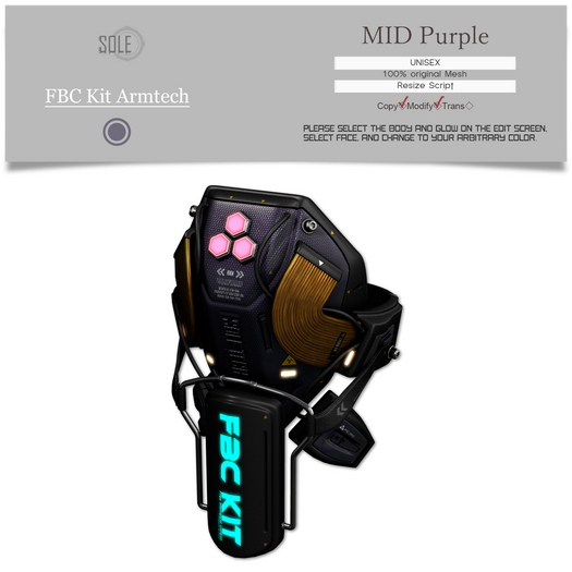 Second Life Marketplace - :::SOLE::: FBC Kit Armtech (MID Purple)