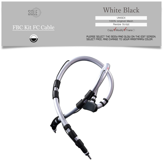 Second Life Marketplace - :::SOLE::: FBC Kit FC Cable (White Black)