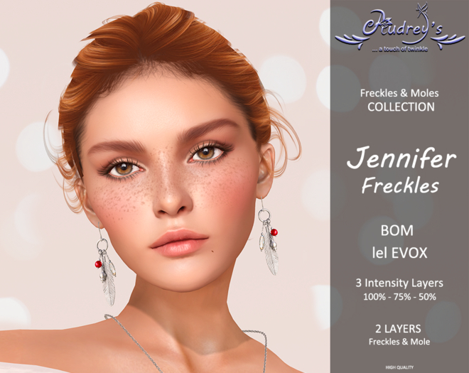 Second Life Marketplace - #AUDREY# F&M Jennifer Freckles EVOX/BOM