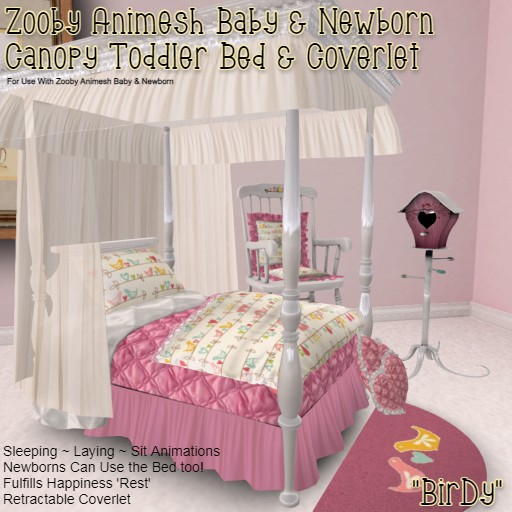 Second Life Marketplace - PINK Zooby Animesh Baby Toddler Bed ...