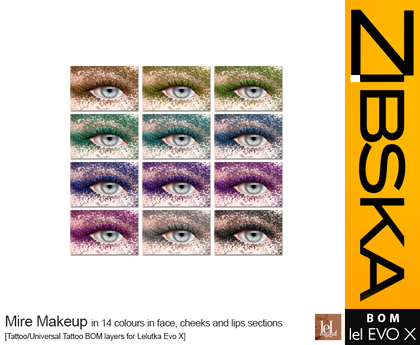Second Life Marketplace - Zibska Evo X ~ Mire Makeup in 14 colors in ...