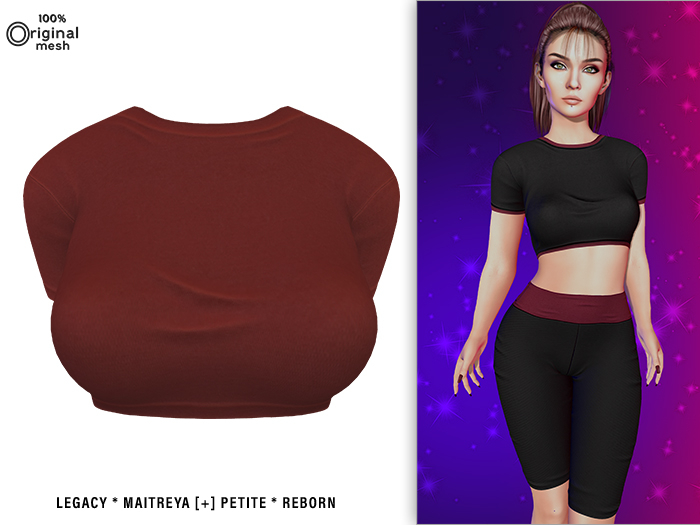 Second Life Marketplace - Peyton Cropped Sport Top {Rust} Clothing for ...
