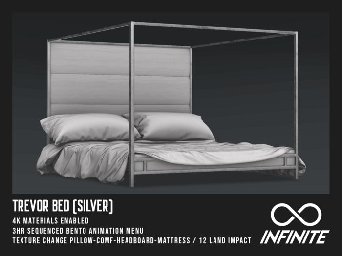 Second Life Marketplace - Infinite - Trevor Bed (PG) *Silver