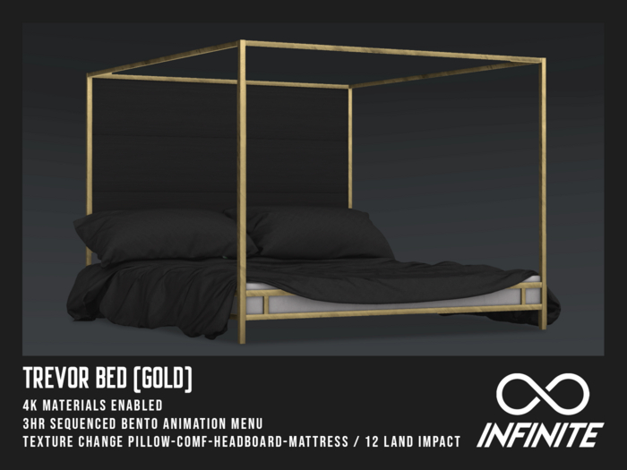 Second Life Marketplace - Infinite - Trevor Bed (PG) *Gold
