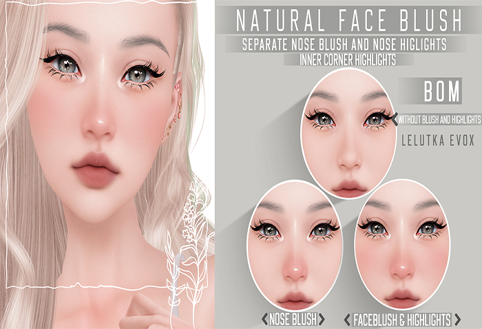 Second Life Marketplace - Caise - Natural Face Blush Pack Lelutka EvoX