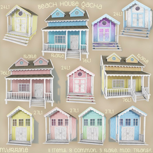 Second Life Marketplace - Beach House Gacha . House BLUE RARE
