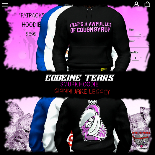 Second Life Marketplace - CODEINE TEAR$ - SMURK HOODIE "FATPACK"