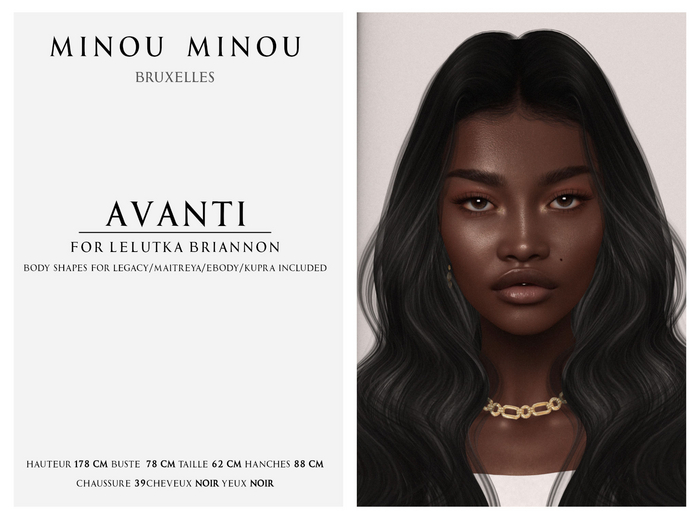 Second Life Marketplace - .minou minou. Avanti shape for Lelutka Briannon