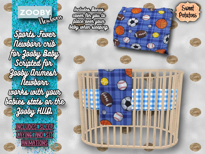 Second Life Marketplace - Sports Fever Bedroom Newborn Crib for Zooby ...