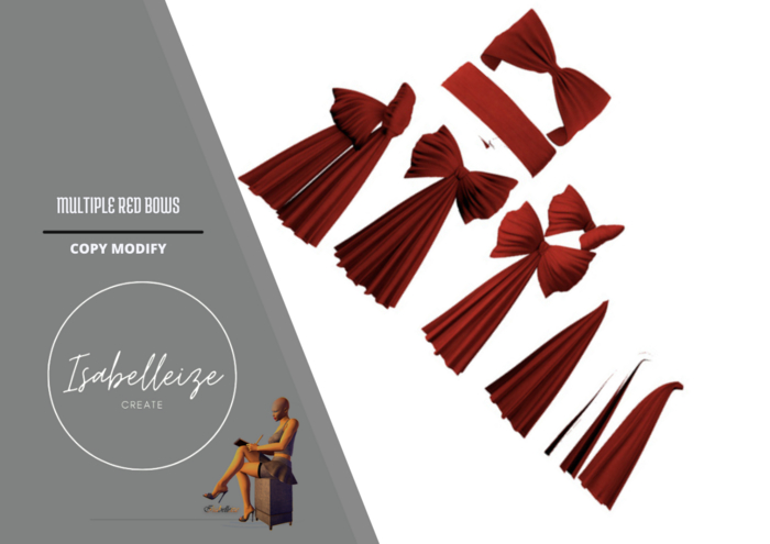Second Life Marketplace - Multiple Red Bows - Mesh Set (9 Pieces, Copy ...
