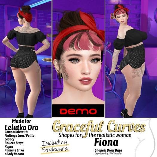 Second Life Marketplace - *Graceful Curves* Fiona Shape - Lelutka Ora DEMO Lara, Petite, Freya ...