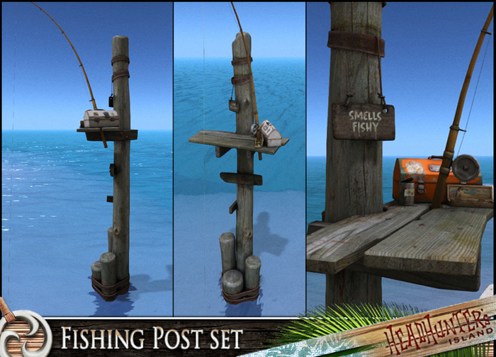 Second Life Marketplace - HeadHunter's Island - Fishing post set - 16 ...