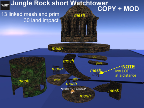 Second Life Marketplace - *AUD* Jungle Rock short Watchtower - 13p 30li ...