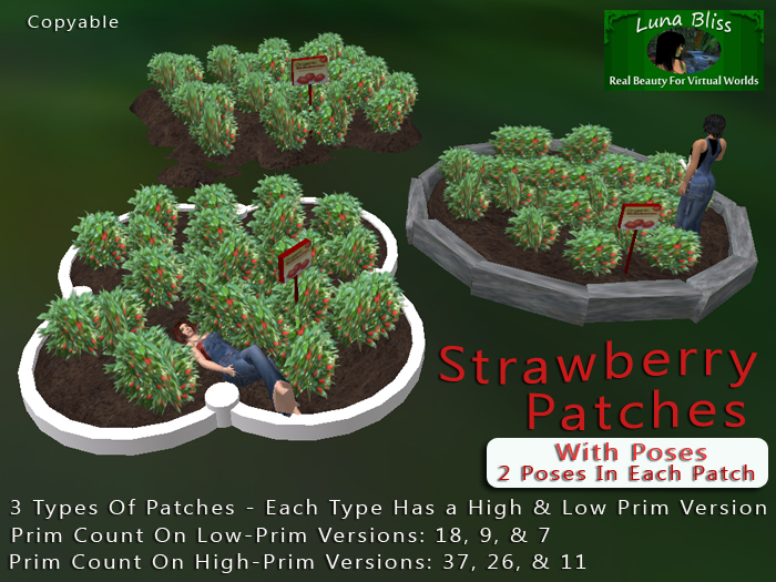 Second Life Marketplace - Strawberry Patches By Luna Bliss - With Poses ...