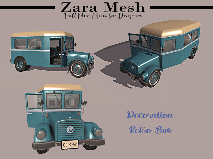 Second Life Marketplace - ZM - Vehicles - Retro Bus - FULL PERM MESH*