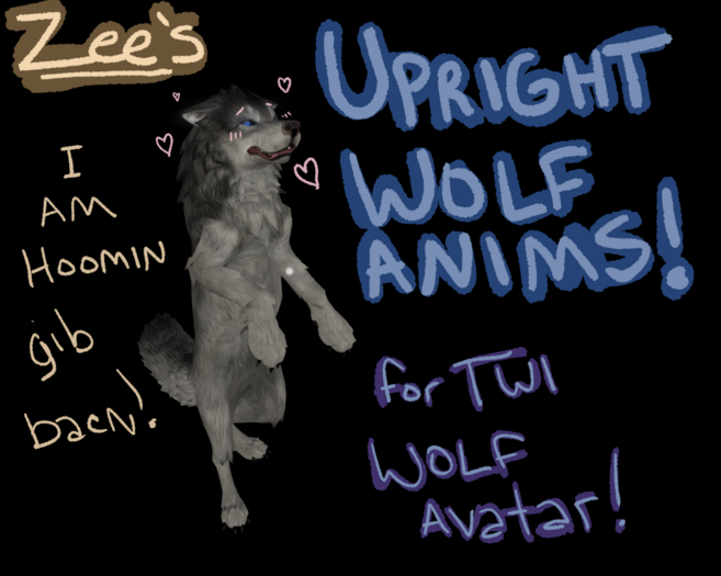Second Life Marketplace - Zee's TWI Wolf Upright Animations!