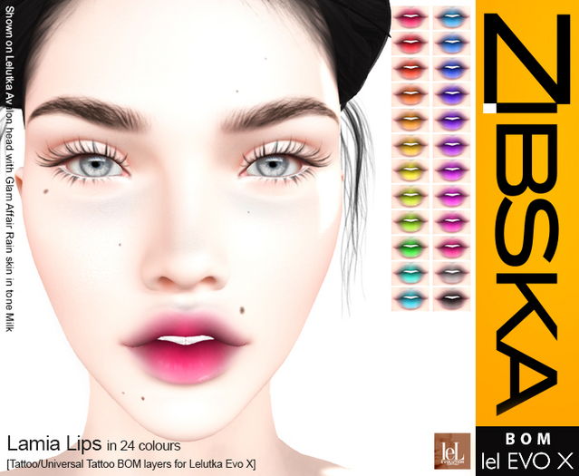 Second Life Marketplace - Zibska Evo X ~ Lamia Lips in 24 colors with ...