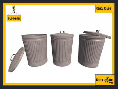 Second Life Marketplace - ::DisturbeD:: Metal Trash Can - FULL PERM MESH