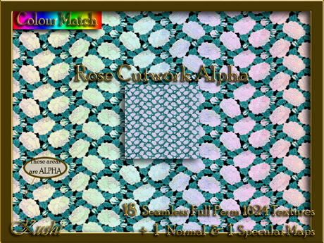 Second Life Marketplace - Rose Cutwork Alpha Seamless Texture Set