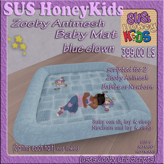 Second Life Marketplace - SUS HoneyKids Zooby Animesh Baby Mat blue ...