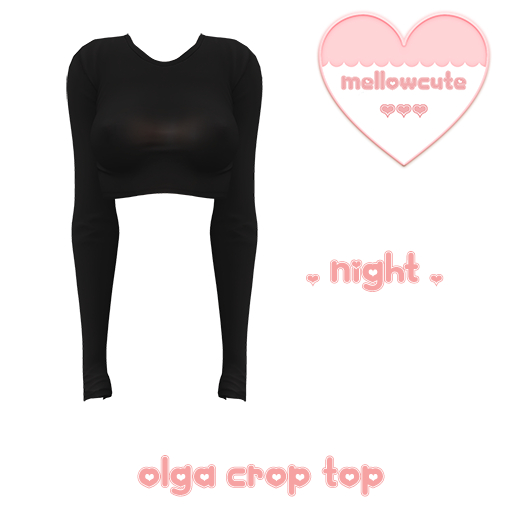 Second Life Marketplace - mellowcute-olga crop top-night