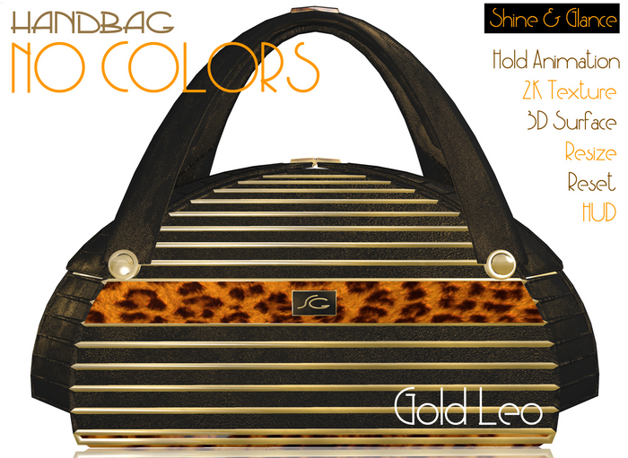 Second Life Marketplace - Shine & Glance - Handbag NO COLORS - Gold Leo ...