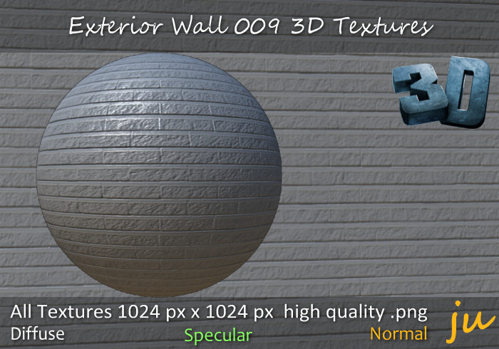 Second Life Marketplace - JU Exterior Wall 009-GR 3D Textures Full Perm