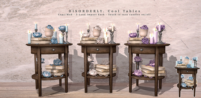 Second Life Marketplace - DISORDERLY. / Cool Tables / Blue